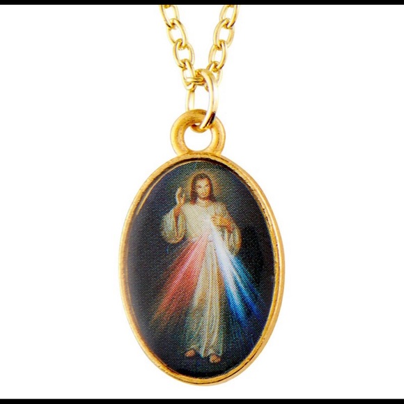 Jewelry | New Christian Divine Mercy Gold Plated Medal Pendant Necklace ...
